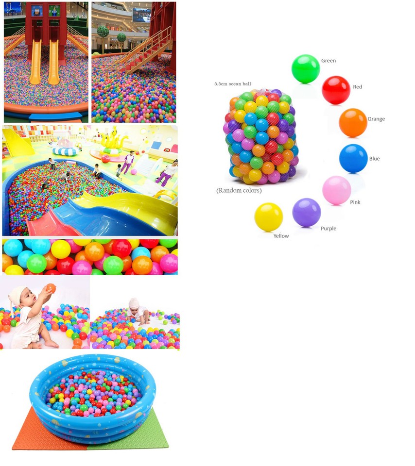 100pcs 5.5cm Soft Ocean Ball Plastic Colorful Baby Kid Toy Pool Slide ...