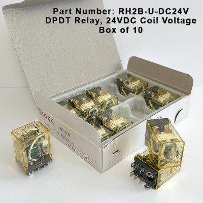 IDEC RH2B-U-DC24V General Purpose Relay, 10A Contacts, DPDT, 1 Box of ...
