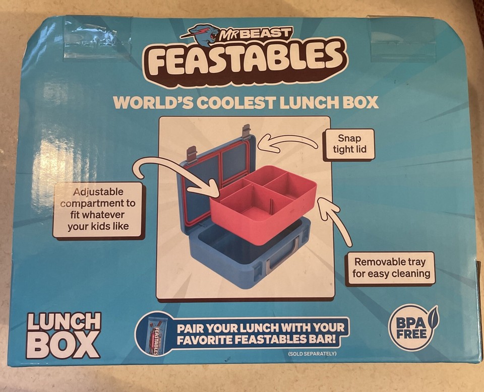 Mr Beast Feastables Worlds Coolest Lunch Box Blue/Pink Brand New In ...