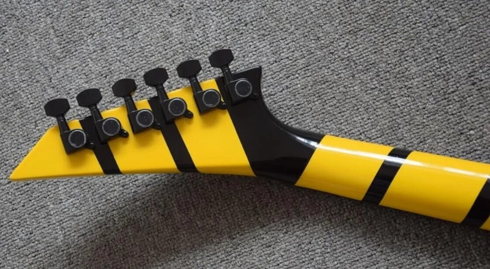 Flying V Stryper Electric Guitar Black Yellow Stripe, Floyd Rose ...
