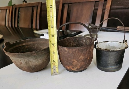 3 Vintage Cast Iron Lead Melting Pots | eBay