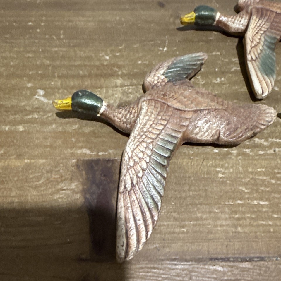 Vintage Composite Wood Flying Mallard Ducks MCM Wall Hanging Plaques | eBay