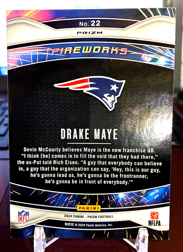 2024 Prizm #/22 Green DRAKE MAYE Cracked Ice Fireworks SP Rookie RC ...