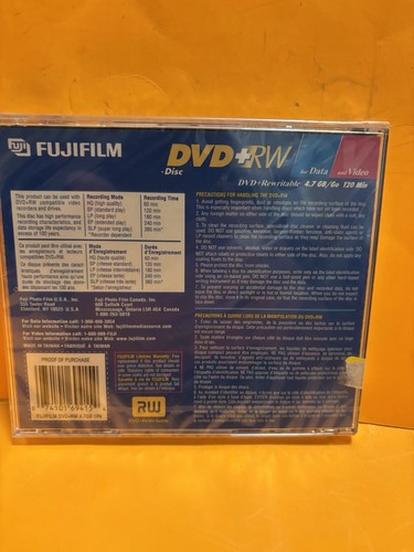 Fujifilm DVD+RW 4.7 GB/Go 120 Min Disc For Data And Video (NEW) (006-11 ...