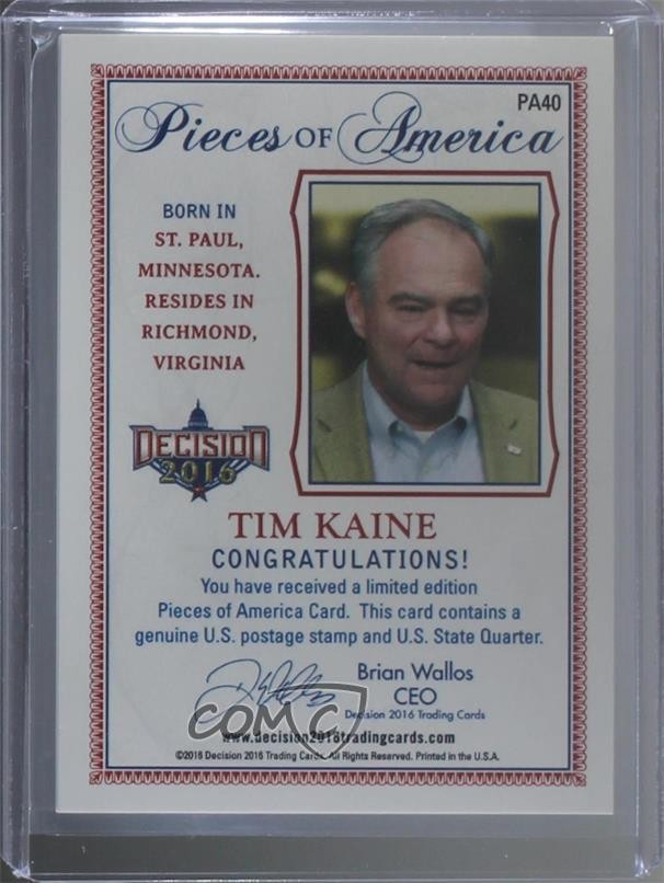 2016 Decision 2016 Pieces of America Tim Kaine #PA40 0lm | eBay
