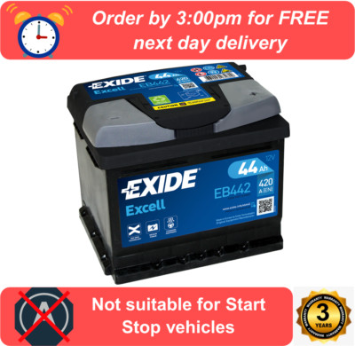 EB442 EXIDE Excell Car Battery 063 Type Ford Fiesta 1.25 MK 7 B299 ...