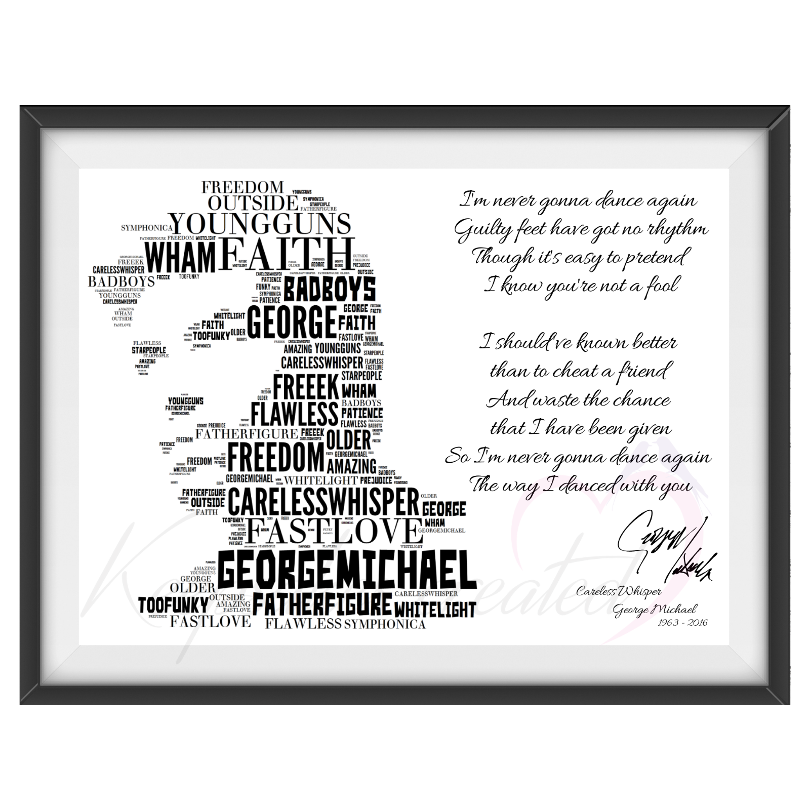 George Michael Songs Lyrics /Keepsake/Collectable/Gift/Memorabilia ...