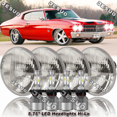4PCS for Chevy Chevelle 1964-1970 5.75" 5-3/4 6500k LED Headlights Hi ...