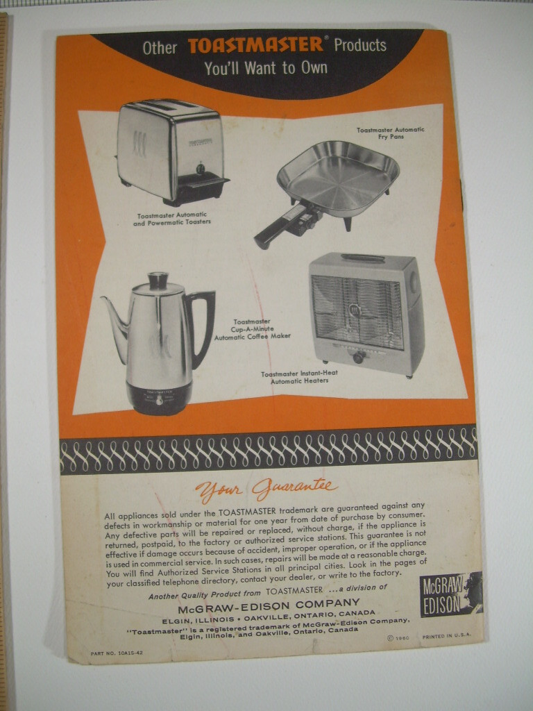 More Fun From Cooking 1960 Toastmaster Star Mix Blender * Instructions ...