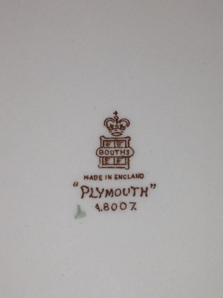 BOOTHS CHINA ENGLAND PLYMOUTH A8007 BREAD & BUTTER PLATE 7 1/2" FLOWERS ...