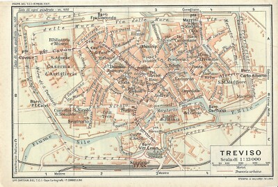 TREVISO Mappa Touring Club 1920 Carta geografica | eBay