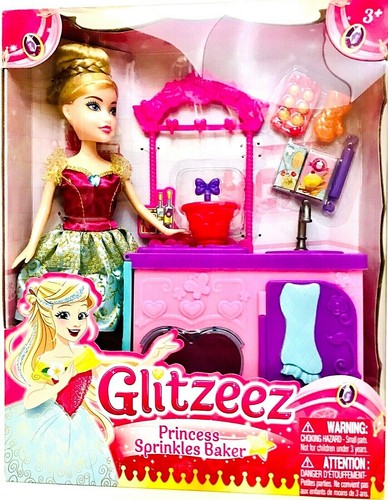 Zuru Glitzeez Princess Sprinkles Baker 10.5" Doll With Kitchen Playset ...