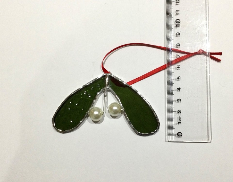 Stained Glass Mistletoe. Sun Catcher. Handmade. Christmas Tree ...