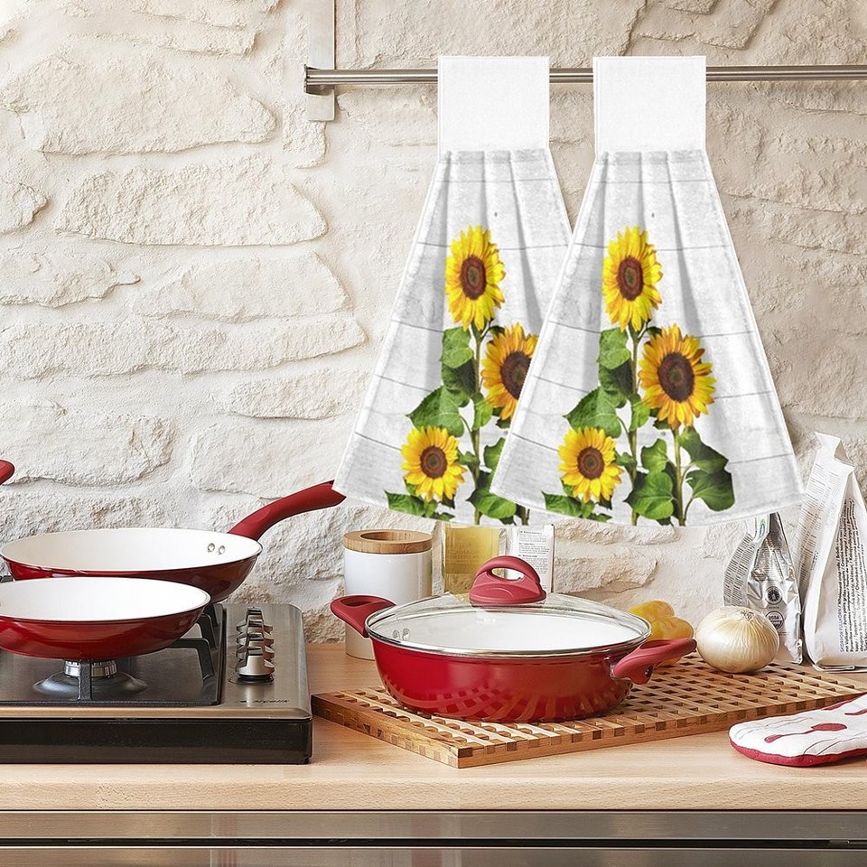 Hanging, Hand Towel, -Sided Absorbent Towel, Sunflower Print, Lint ...