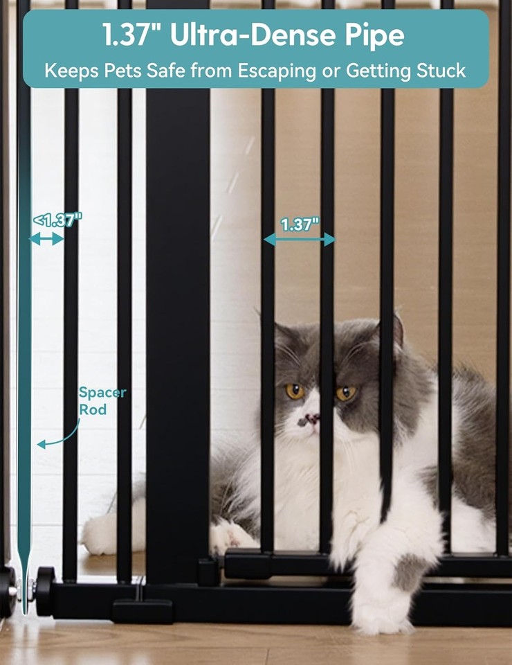 Extra Tall Pet Gate 55in No Pawblems Auto Close Black | eBay