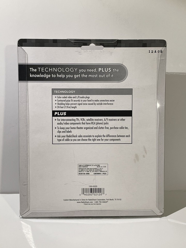 NEW Radio Shack 24 ft Stereo A/V RCA Composite Analog Audio/Video Cable ...