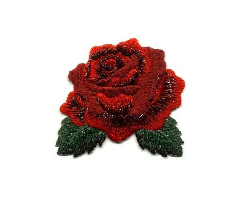 Red Rose - Gardening - Flower - Rose Bloom - Embroidered Iron On ...