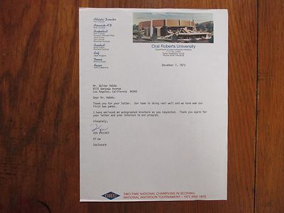 KEN TRICKEY (Died-2012) Signed 1973 Letter- Oral Roberts Men's ...