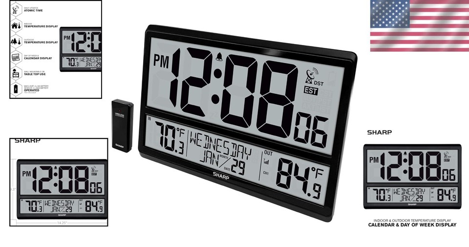 Wireless Atomic Clock - Easy Readout, Temp Monitoring, and Calendar ...
