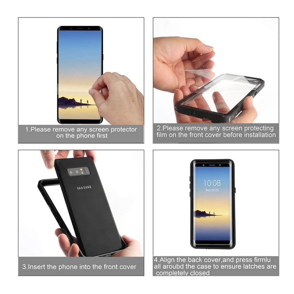 For Samsung Galaxy Note 8 Waterproof Case Shockproof Built-in Screen ...