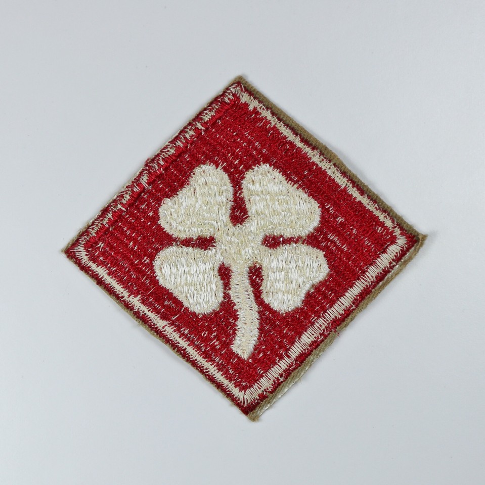 WWII Vintage Embroidered 4th Army Patch Red and White Clover Shoulder ...