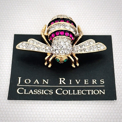 Stunning JOAN RIVERS Clear & Pink Crystal Bumble Bee Insect Brooch/Pin ...