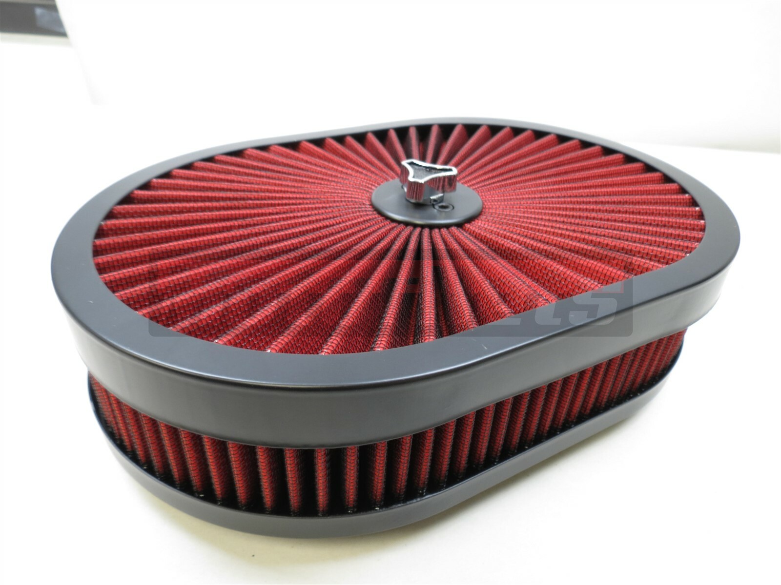 Black 12"x2 Oval Super flow Thru Air Cleaner Washable SBC BBC Chevy ...
