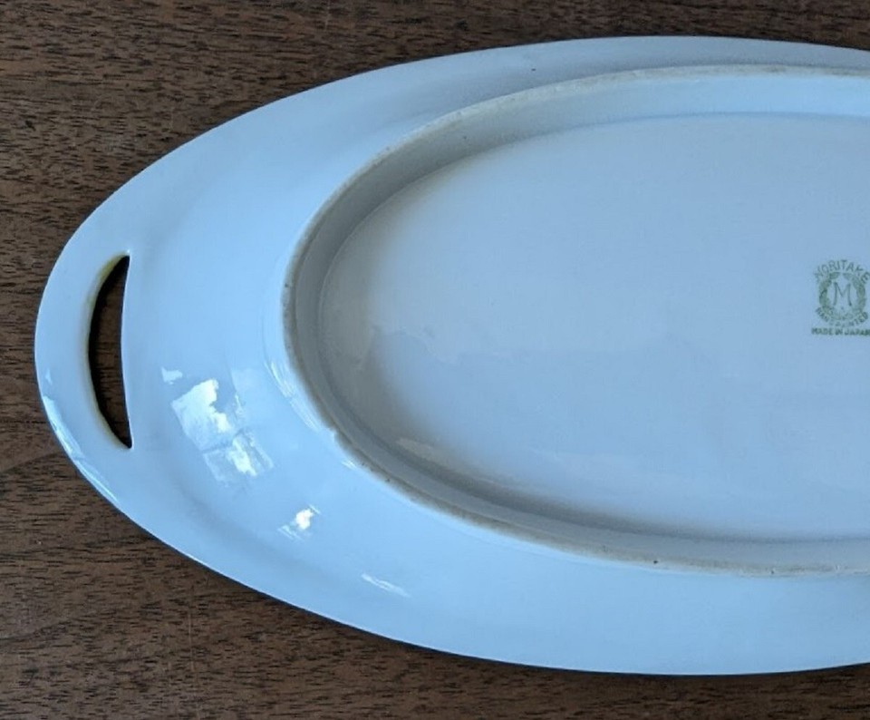 Vintage Noritake Serving Bowl, Green Morimura Mark Japan Porcelain 12 ...