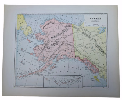 Antique Map "Alaska" 1893 Columbian World's Fair Atlas Chicago ~11.5x14 ...