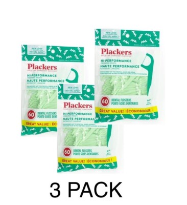 180 counts Plackers Mint Dental Floss Tooth Pick Oral Flossers 3Pack of ...
