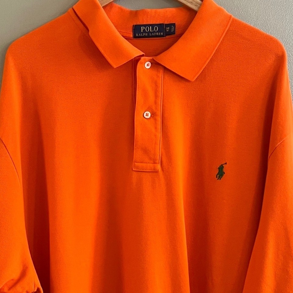 Polo Ralph Lauren Polo Shirt 3XB Orange Pique Mesh Pony Logo Big & Tall ...