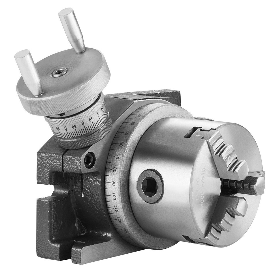 4'' Rotary Table for Milling Machines with 3.1'' 3-Jaw Chuck M10 T ...