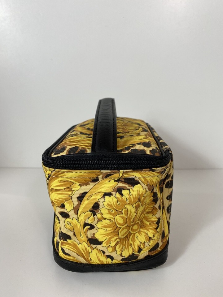 Vtg GIANNI VERSACE YELLOW CROWN BAROQUE PVC VANITY BAG | eBay