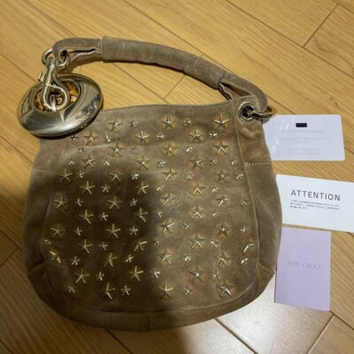 Jimmy Choo Sky Hobo Shoulder Studded Stars Bag Purse Suede in Beige ...