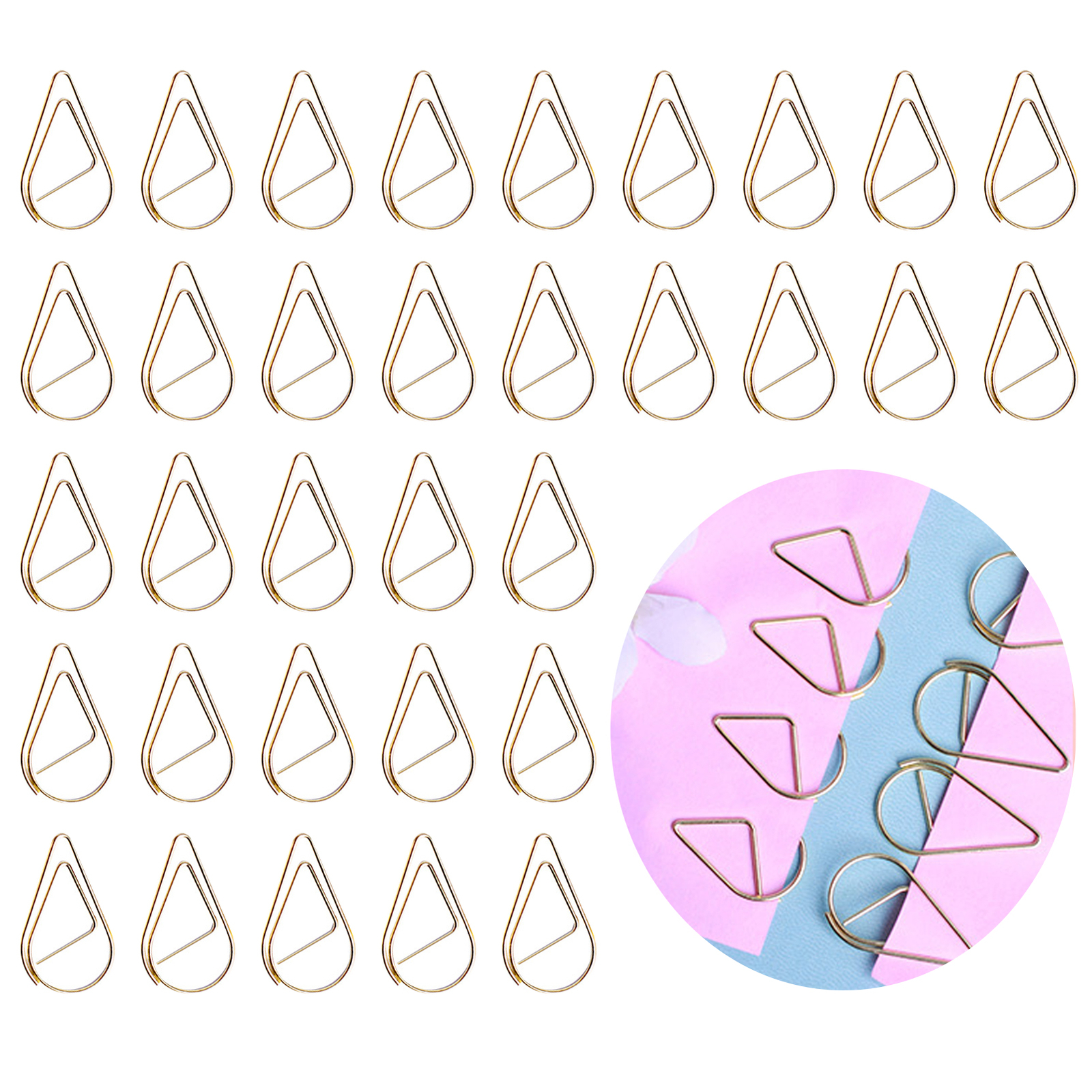 160Pcs School Office Notes Bookmark Clamp Droplet Paper Clip Waterdrop ...