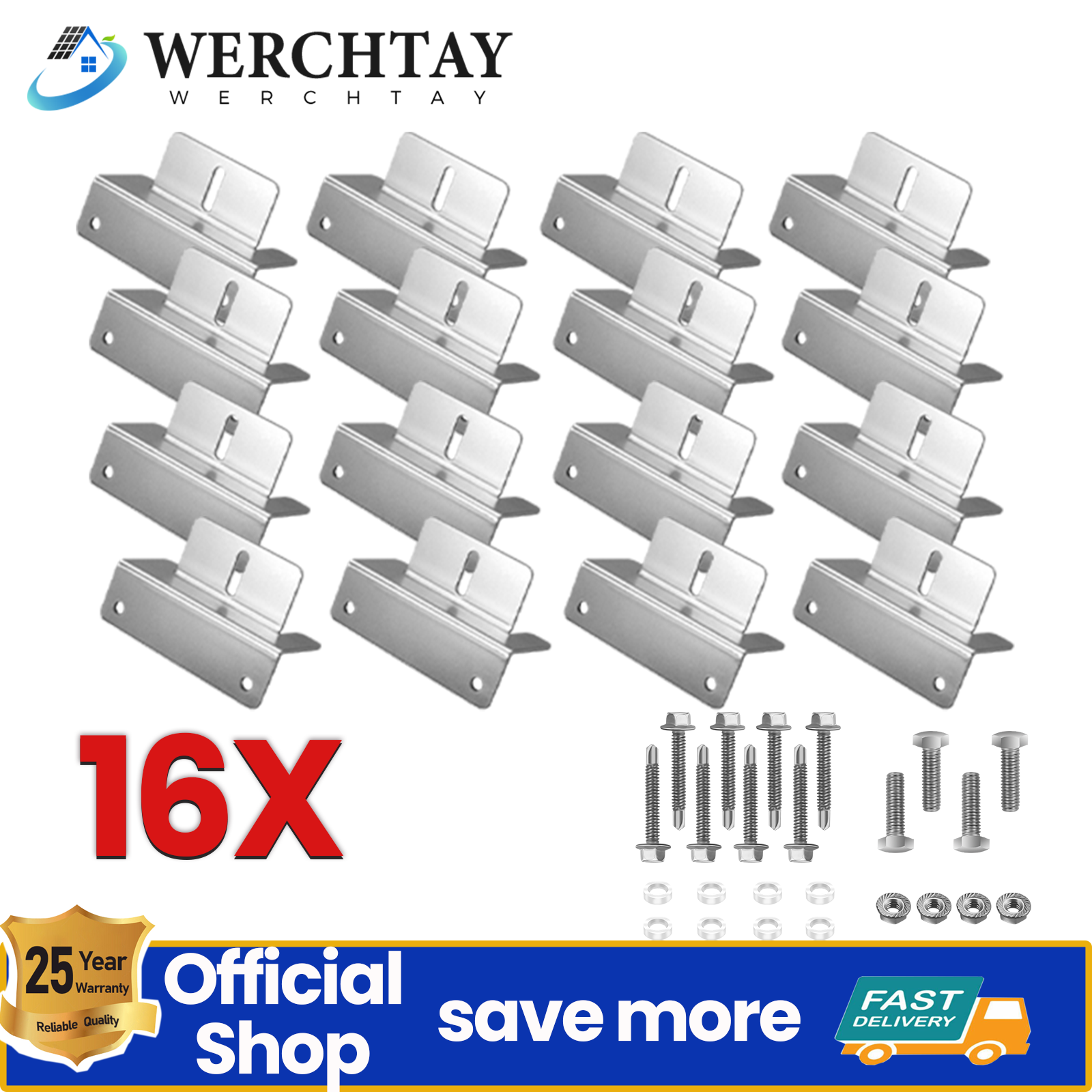 16 Units Solar Panel Z Bracket Mounting Mounts Set Solar Panel RV Boat ...