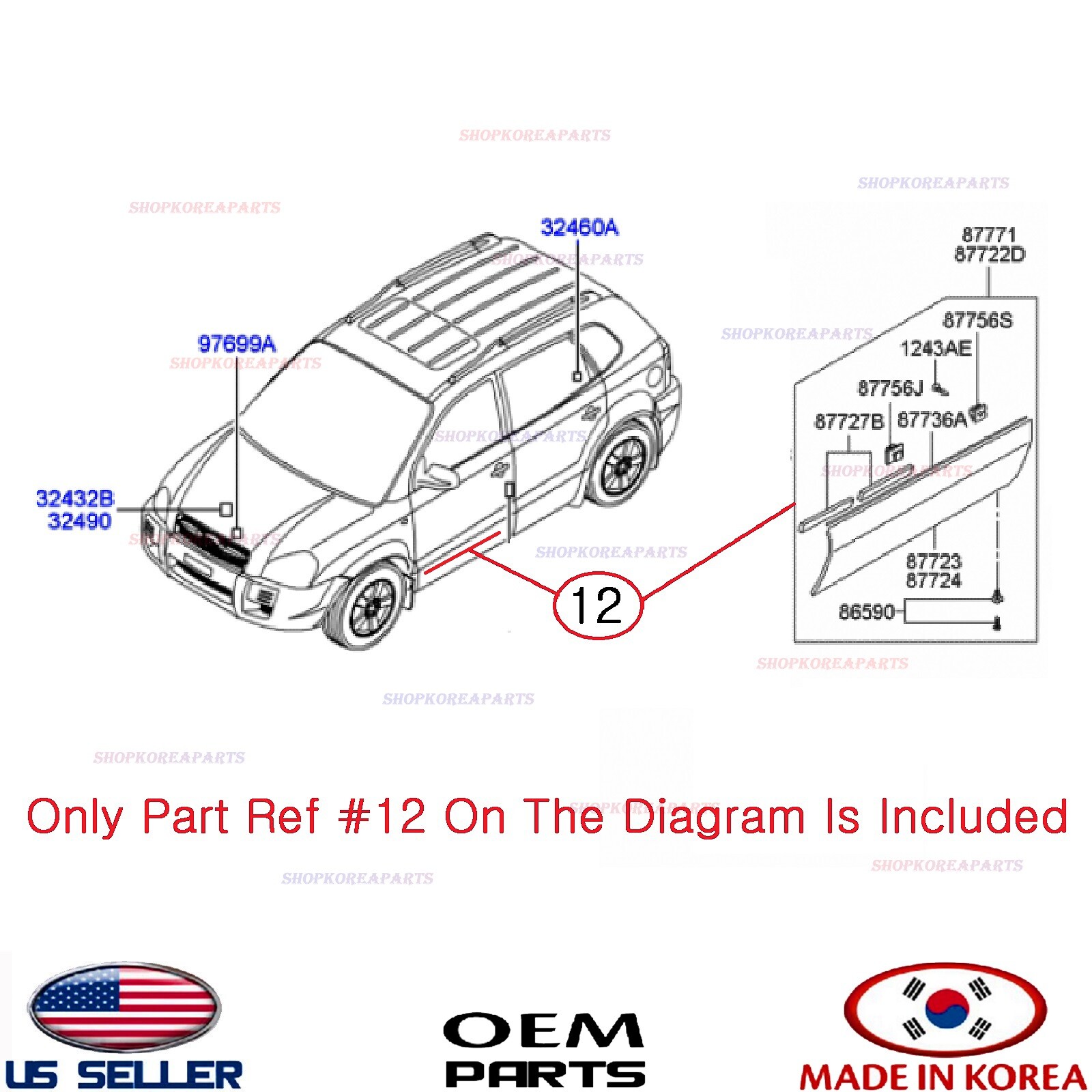 Genuine Hyundai Garnish Assy-fr Dr LH 877212E010 OEM for sale online | eBay