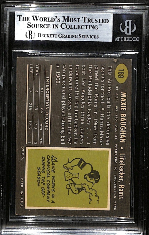 Maxie Baughan Signed 1969 Topps Card #169 Los Angeles Rams BAS/Beckett ...