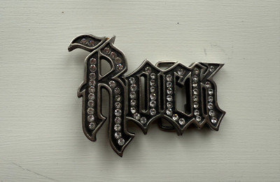 ROCK belt buckle with Clear Rhinestones | eBay