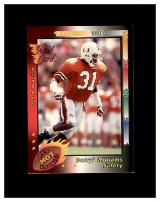 1992 Wild Card Red Hot Rookies Bengals Football Card #1 Darryl Williams ...