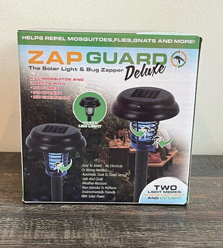 NEW ~ Zap Guard Deluxe Solar Powered Chemical Free Outdoor Light and ...