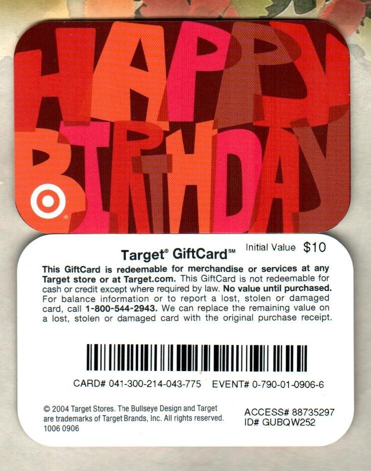 TARGET Happy Birthday ( 2006 ) Gift Card ( $0 ) - RARE | eBay
