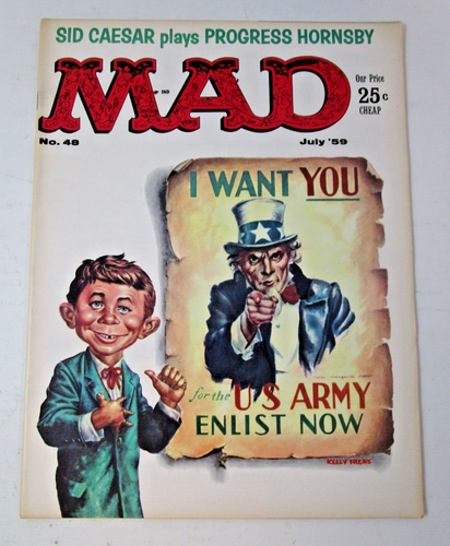 MAD Magazine #48 1959 [FN] Kelly Freas Cover EC Vintage Uncle Sam Wants ...