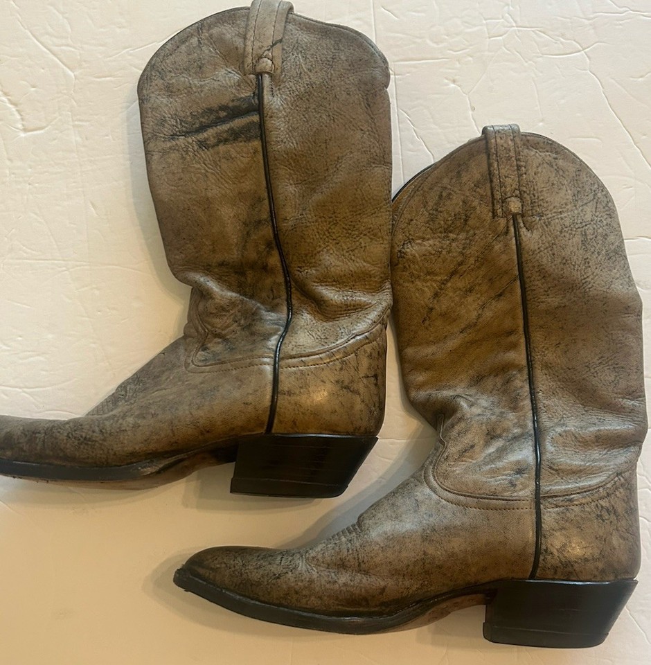 Tony Lama Gray Cowboy Boots Men’s 9 D Style 6434 Leather Pointed Toe ...