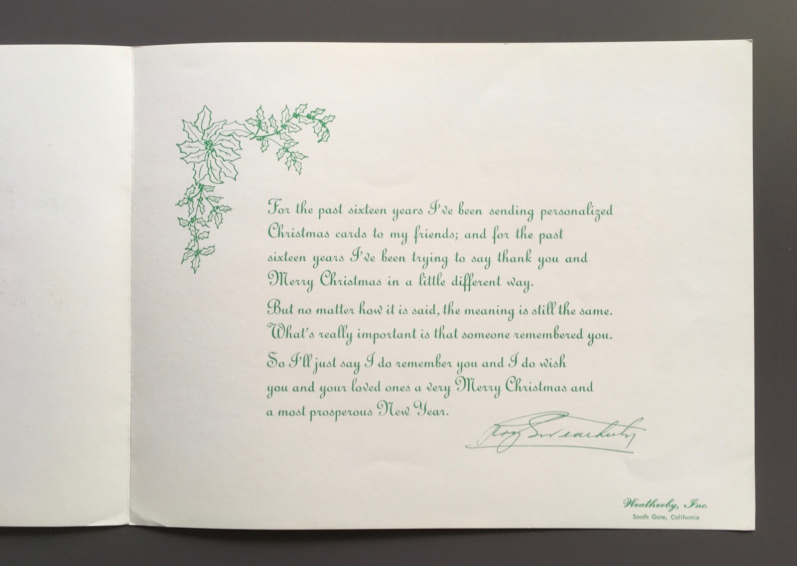 Vintage Roy Weatherby Inc. Christmas Card | eBay