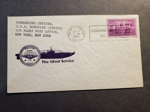 Submarine USS BURRFISH SSR-312 Naval Cover 1956 Cachet New London, CT ...