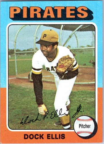 1975 Topps Dock Ellis #385 Pittsburgh Pirates Vintage Baseball Card ...