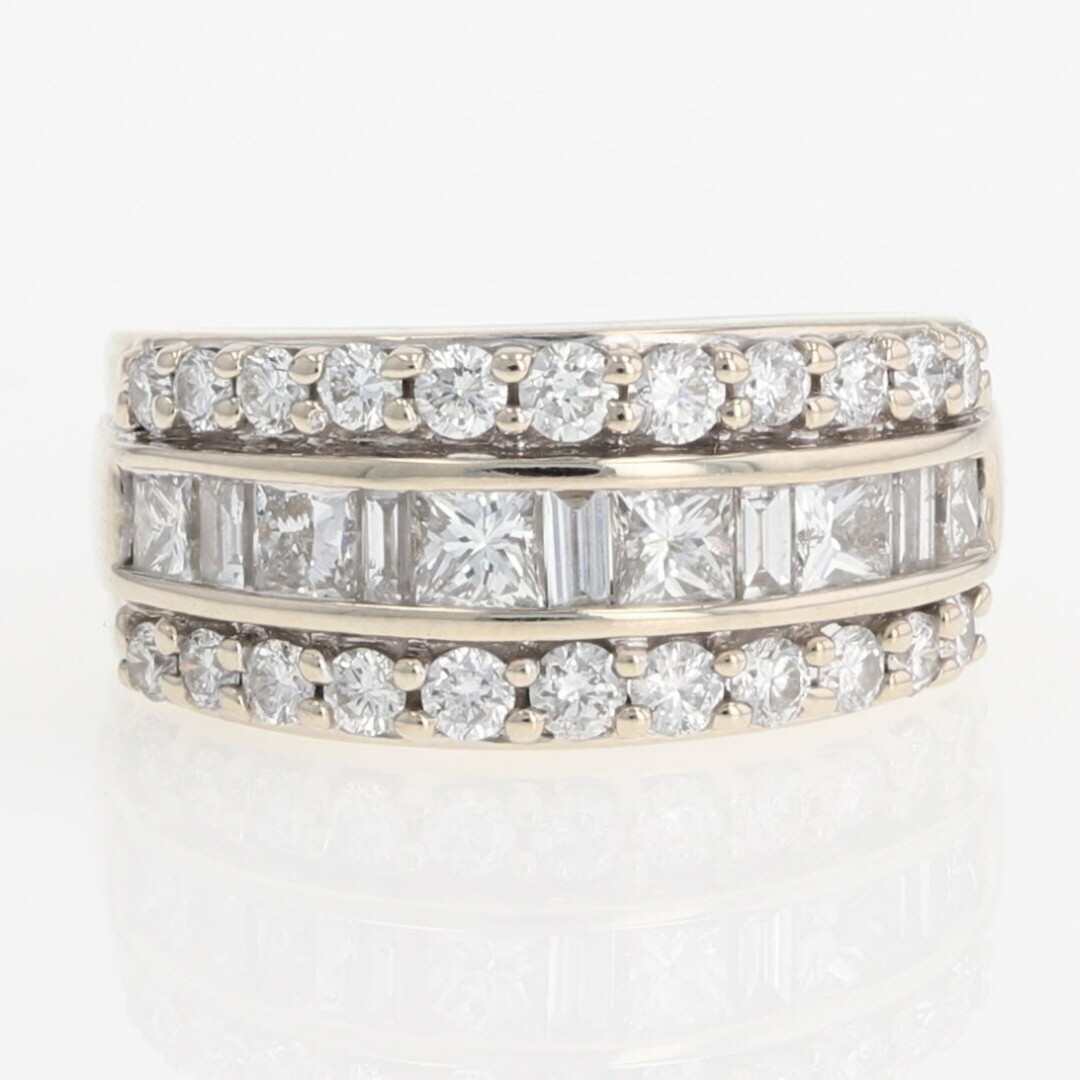 KALLATI 1.79ctw Diamond Three-Row Statement Band Ring 14k White Gold ...