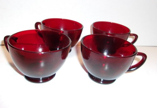 Set Of 4 Simplicity Ruby Red Cups by Cristal d'Arques - Durand : 3 1/4 ...