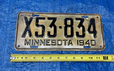 Minnesota 1940 License Plate Tag # X53-834 | eBay